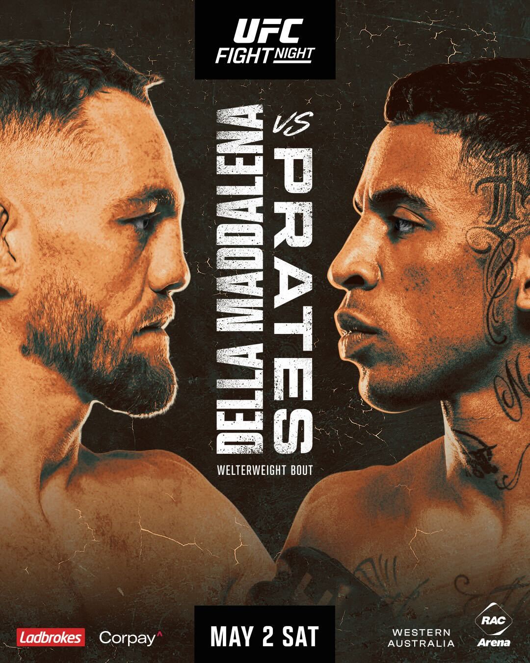 UFC Perth: Della Maddalena vs. Prates | Cartelera, horarios y dónde ver